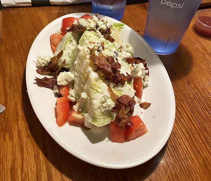 A wedge salad that proves vegetables can be indulgent too. That bacon and blue cheese make eating greens feel like cheating on your diet.