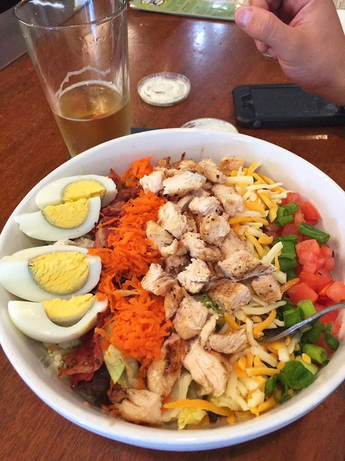 A Cobb salad arranged with such precision it's almost too pretty to eat. Almost.