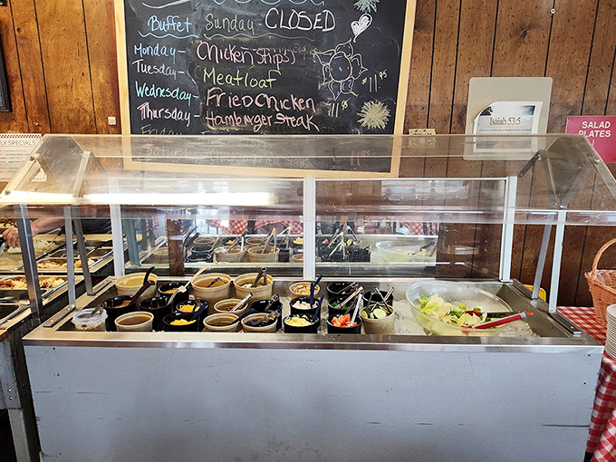 The salad bar and daily specials board&mdash;where "Meatloaf Tuesday" isn't just a meal, it's an institution worth planning your week around.