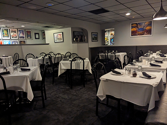 The dining room doesn't shout "look at me"—it murmurs "focus on your food and the people you're sharing it with."