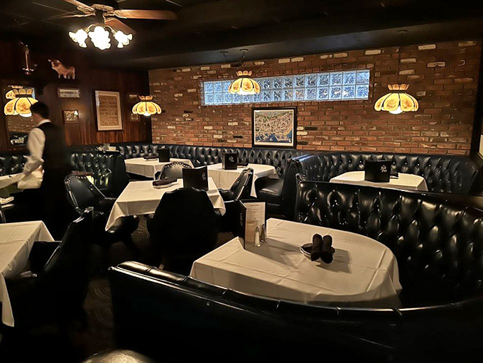 Semicircular booths that cradle conversations and make every meal feel like an occasion worth remembering.