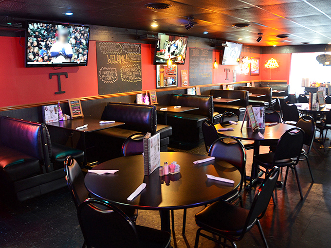 The dining area has that perfect neighborhood vibe—comfortable enough for a casual Tuesday dinner, but ready for your Saturday night celebrations too.