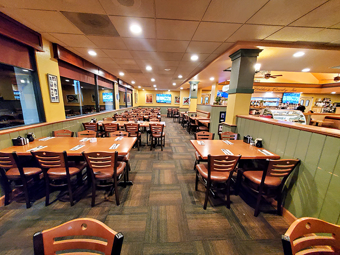 A dining room designed for both intimate conversations and family gatherings. Every table holds the promise of satisfaction.