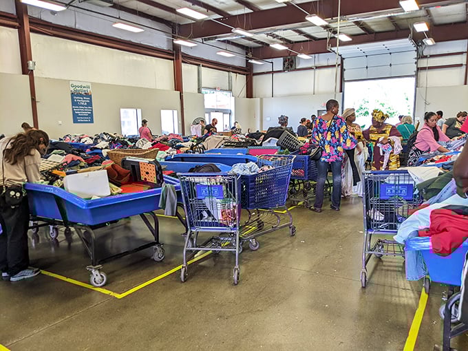 The thrill of the hunt in action. Every shopper here knows that patience and persistence are the secret ingredients to finding the perfect score.