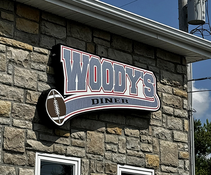 That football on the sign isn't just decoration&mdash;it's a promise that sports and good eating live together in perfect harmony here.