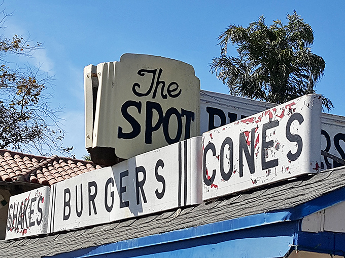 Signage that's weathered decades of ocean air and still proudly announces its purpose. "The Spot" isn't just a name&mdash;it's a well-earned title.