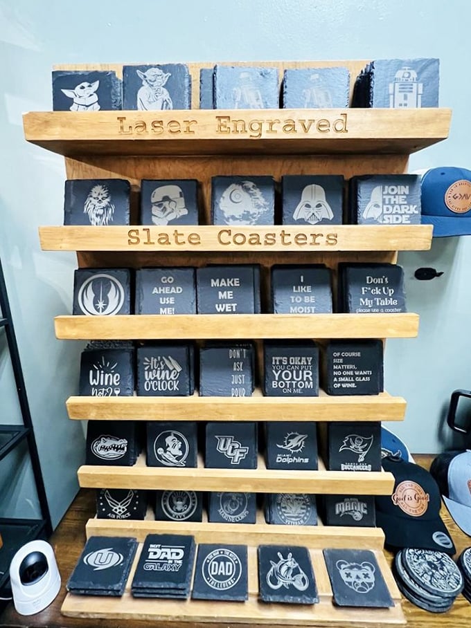 Star Wars meets sarcasm on these slate coasters. "Don't F*ck Up My Table" &ndash; words Darth Vader definitely muttered at Death Star dinner parties.