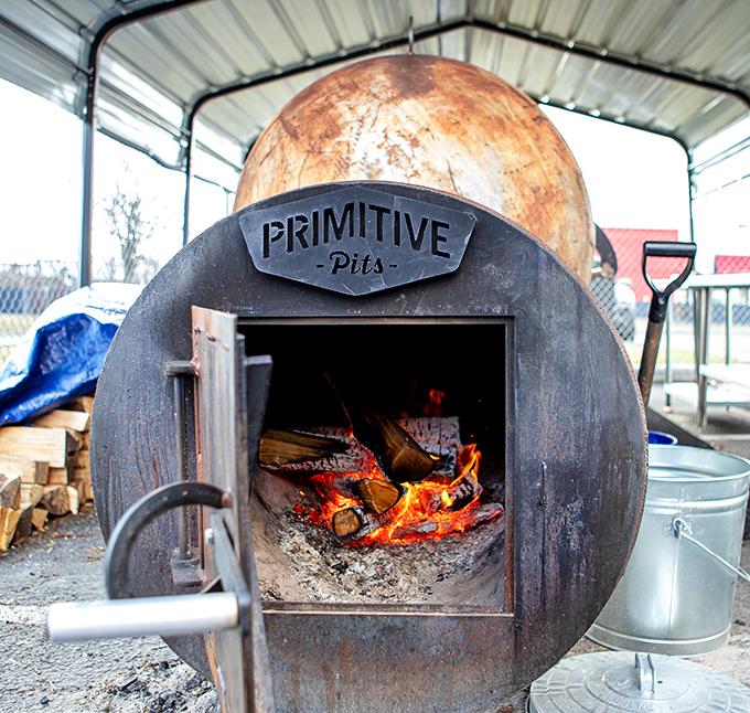The smoker&mdash;where the magic happens. Like a medieval forge, but instead of swords, it produces edible treasures.
