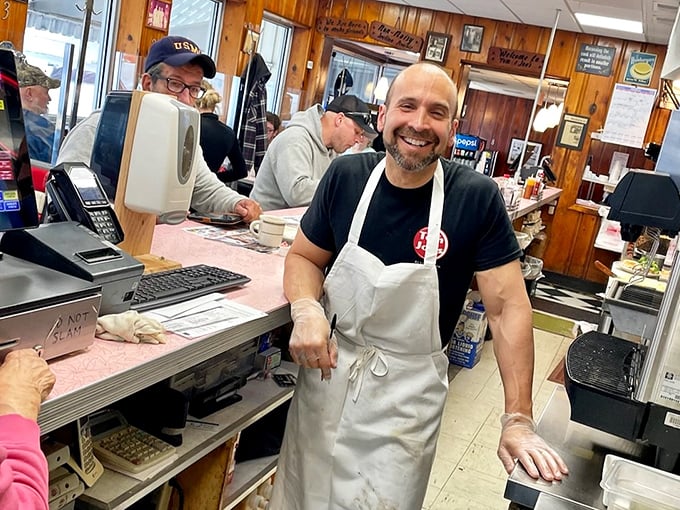 The kitchen's organized chaos reveals the backstage magic where simple ingredients transform into the comfort food of your dreams.