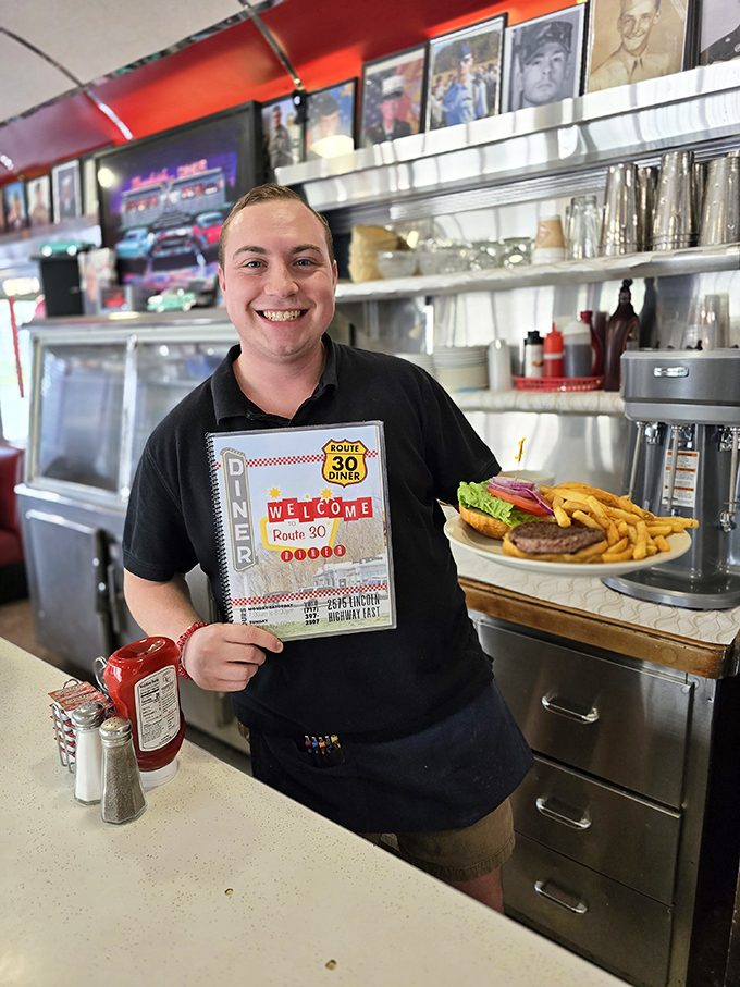 The staff brings the diner to life with genuine smiles and efficiency that would impress NASA. That menu isn't just held – it's proudly displayed.