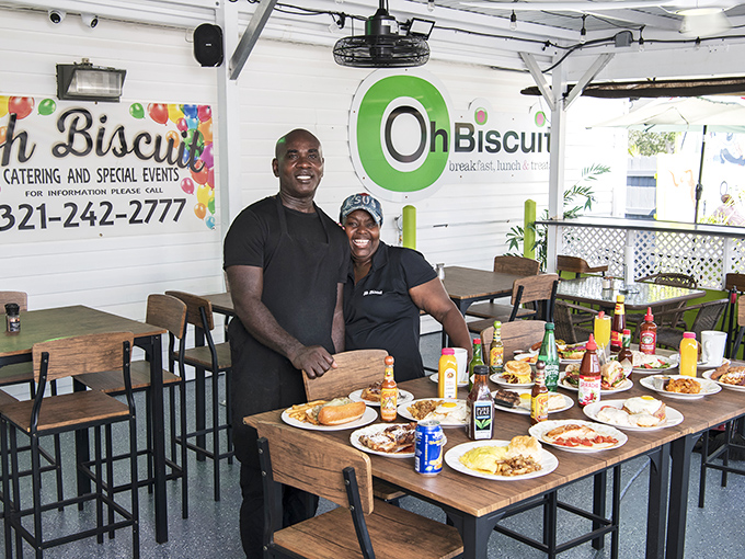 The team behind the biscuit magic, proudly displaying their creations. These are the breakfast artists Melbourne residents wake up for.