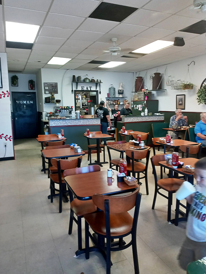 The dining room has that comfortable, lived-in feel where conversations flow as freely as the coffee. No rushing here.