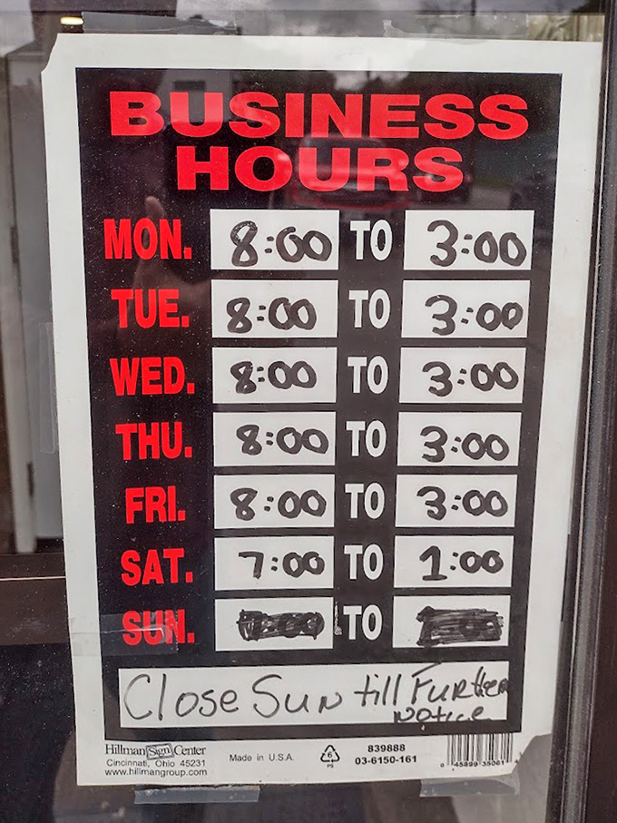 These hours tell the story of a place that understands breakfast is serious business, opening early for the devoted.