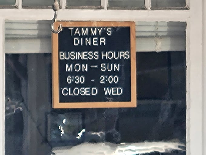 The hours sign tells you everything you need to know&mdash;open early, closed by afternoon, and everyone deserves a Wednesday off.