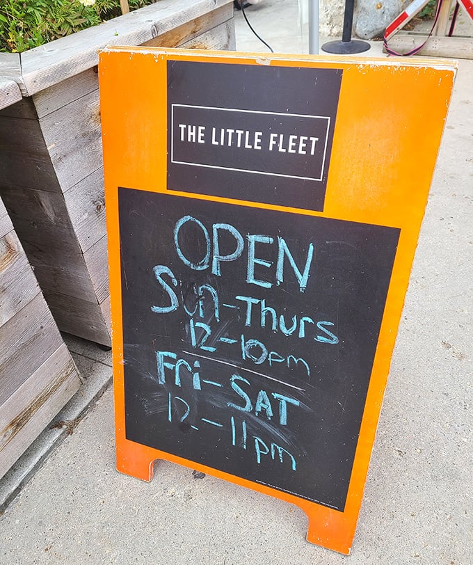 Sometimes the most honest advertising is scrawled in chalk&mdash;open Sunday through Thursday 12-10pm, Friday and Saturday 12-11pm. Plan accordingly.