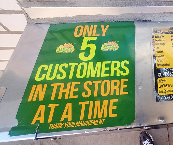 "Only 5 customers at a time" isn't just a rule&mdash;it's a reminder that good things come to those who wait, especially when those good things involve smoke rings.