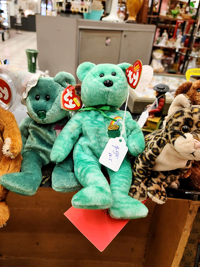 Beanie Babies waiting patiently for their comeback tour. These mint-condition bears remind us of the great stuffed animal investment craze of the '90s.