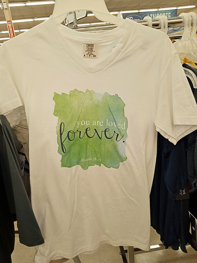 Inspirational messages on soft cotton&mdash;wearable philosophy that costs less than most therapy sessions and looks better with jeans.