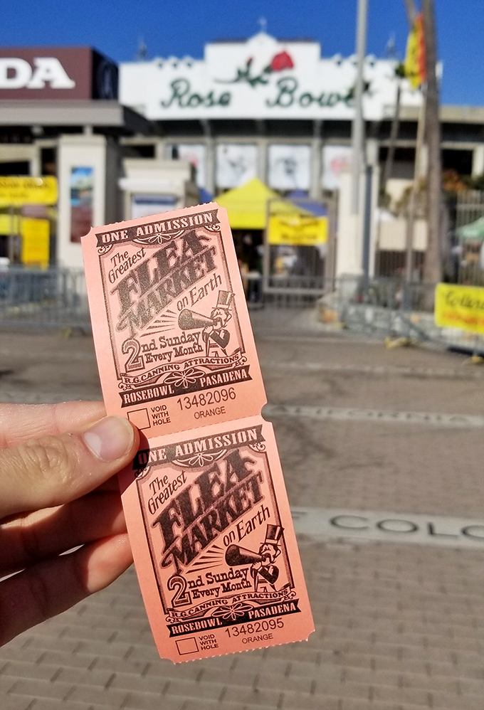 The golden ticket to treasure hunting&mdash;literally. This pink admission slip is your passport to what the ticket boldly proclaims is "The Greatest Flea Market on Earth."