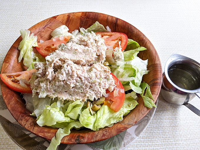 A tuna salad that respects tradition while reminding you why classics become classics—simple ingredients treated with dignity and served without pretension.