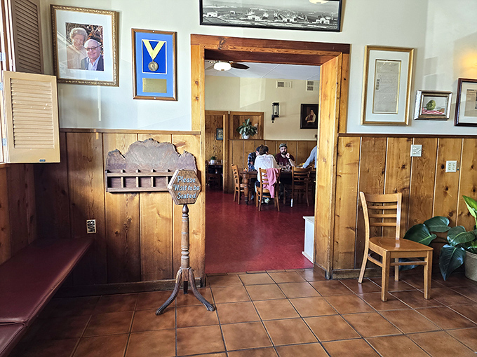The waiting area's wood-paneled charm makes even the "please wait to be seated" part of your visit feel like a step back to simpler times.