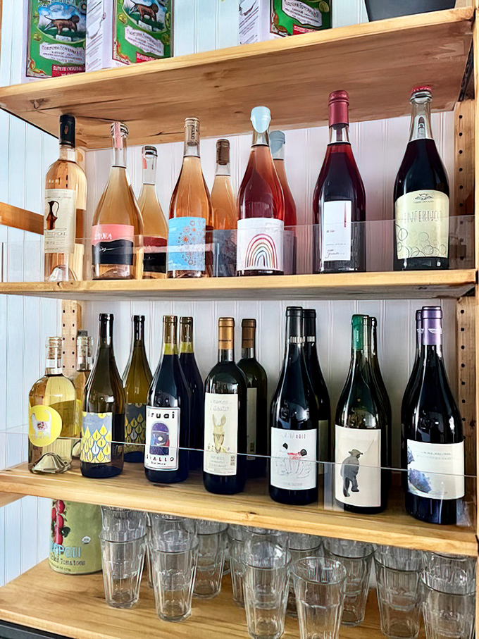 Wine bottles with labels as colorful as their contents. Each one looks like it has an interesting story to tell.