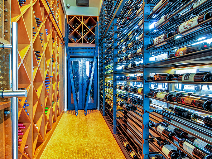 Wine storage that doubles as modern art. This isn't just inventory&mdash;it's a temperature-controlled gallery of potential perfect pairings.