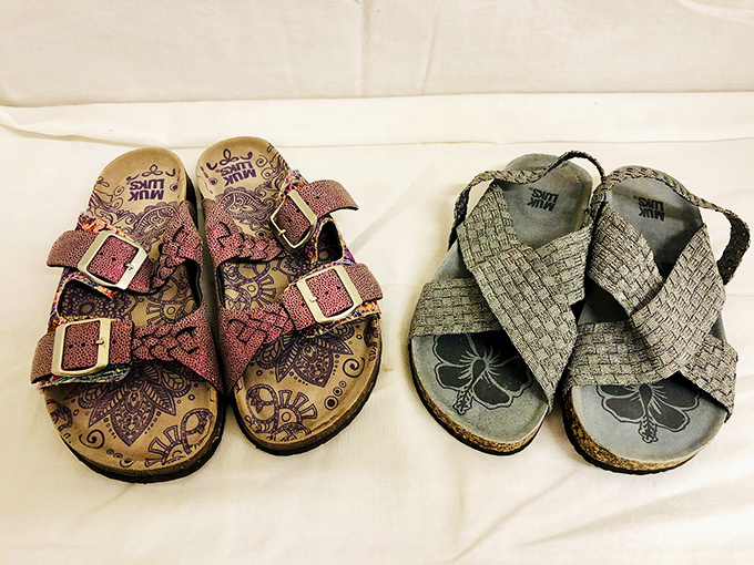 Boho chic for beach feet! These patterned sandals prove that secondhand footwear can be both stylish and sensible&mdash;summer vibes without the retail markup.