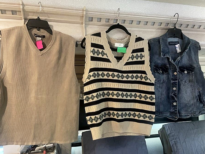 Sweater vests and denim jackets &ndash; the building blocks of hipster wardrobes or genuine vintage finds, depending on your perspective.