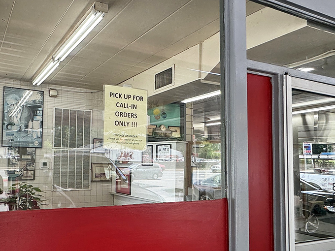 "Pick up for call-in orders only!!!"&mdash;even timeless institutions adapt just enough to keep serving their loyal customers through changing times.