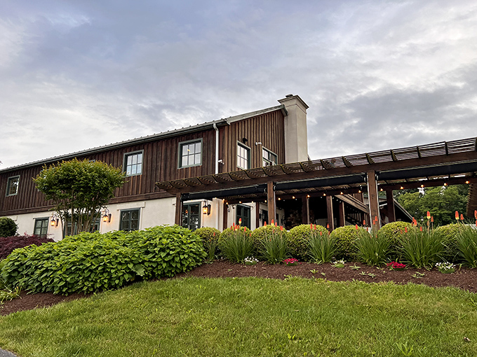 The modern-rustic vibe at Barren Ridge makes you want to redecorate your house, or just move into their tasting room.