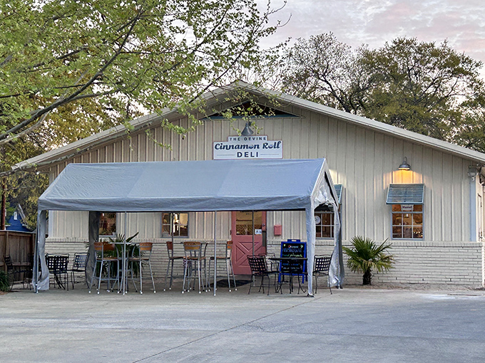This quaint deli building with its covered patio creates the perfect setting for indulging in homemade sweet specialties.