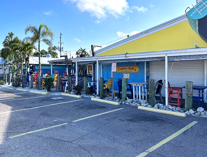 That colorful exterior matches the joyful chaos of cracking crabs and making memories with every bite.