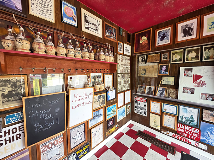 Every framed photo and handwritten note on this wall represents someone who came as a customer and left as family.