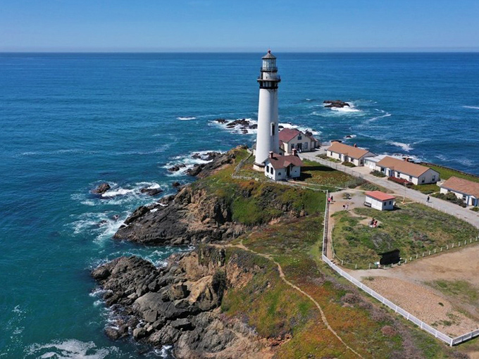 An aerial view that makes you understand why real estate agents would kill for this listing &ndash; "Oceanfront property, minor foghorn noise."