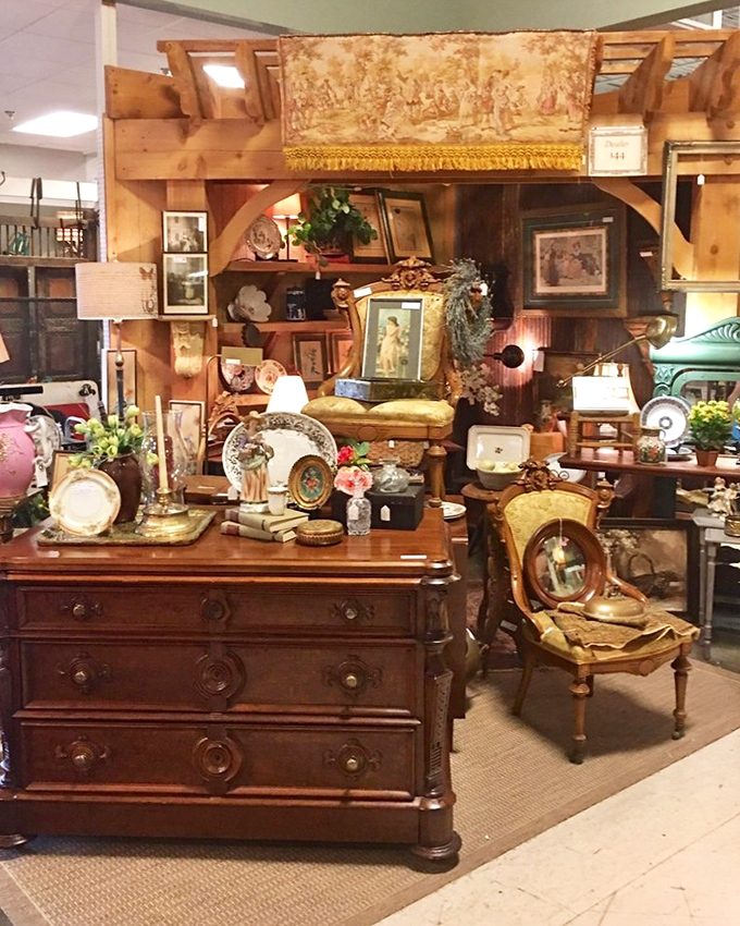 A perfectly staged vignette where every item&mdash;from dresser to picture frames&mdash;creates a portal to a more ornate, deliberate time.