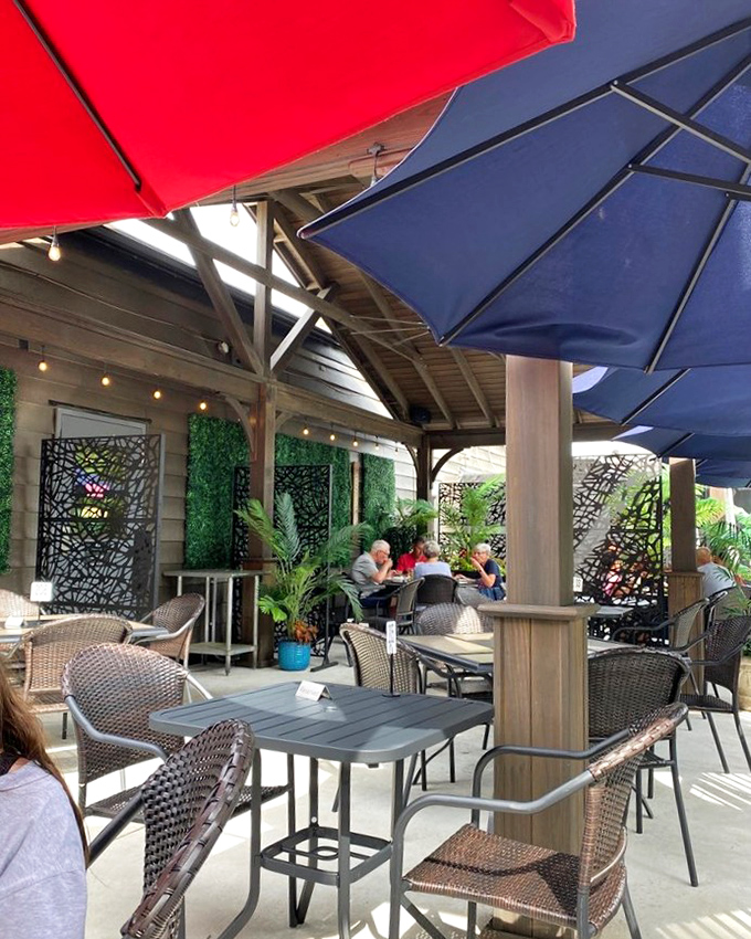 The covered patio creates an indoor-outdoor sweet spot where you can enjoy nature's ambiance without worrying about surprise rain showers.