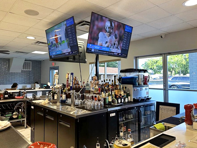 The bar area strikes that perfect balance between "I'm here for a serious drink" and "I'm also planning to eat my weight in seafood."