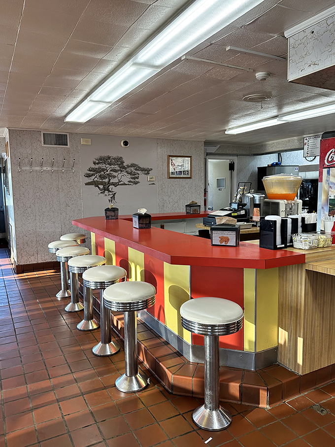 The counter where magic happens, complete with classic diner stools that have supported generations of happy eaters. Nostalgia you can sit on.