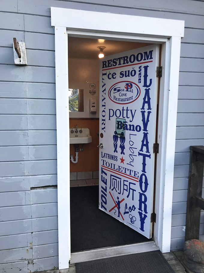 Even the bathroom door has personality. When a restaurant puts this much thought into the restroom sign, the food must be extraordinary.