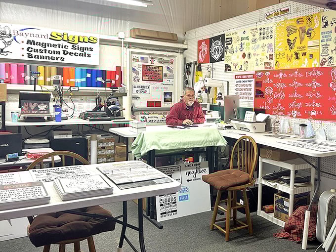 Custom sign making proves that craftsmanship thrives alongside collectibles in this diverse marketplace community of artisans.