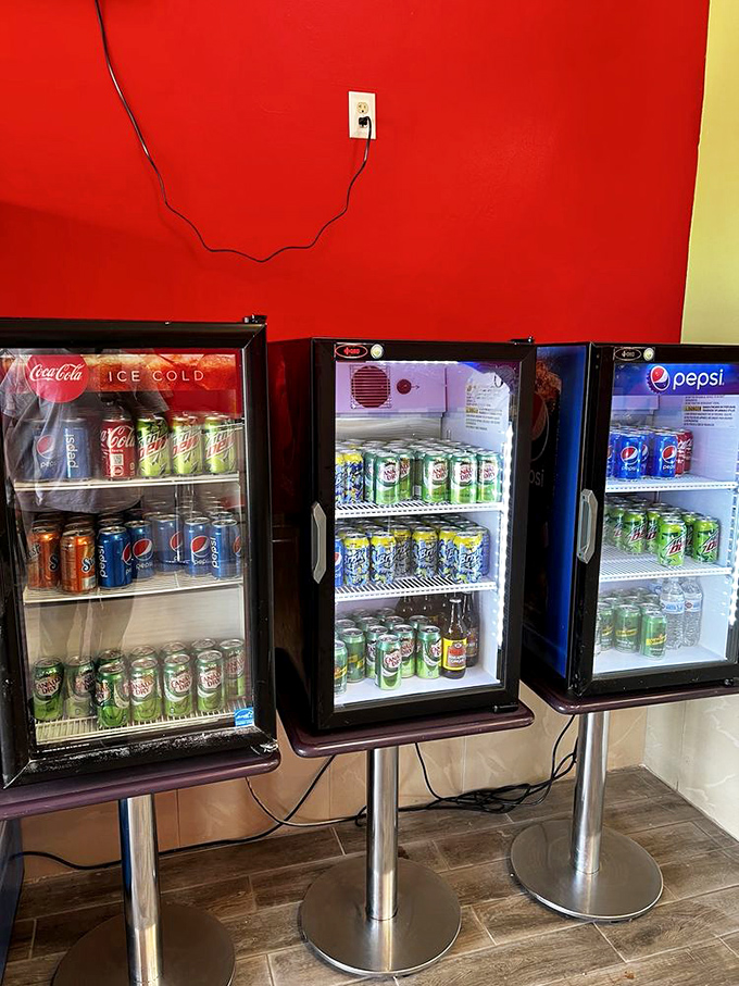The beverage trifecta: Coke, Pepsi, and everything in between. In this divided world, Go To Burgers brings cola competitors together under one roof.