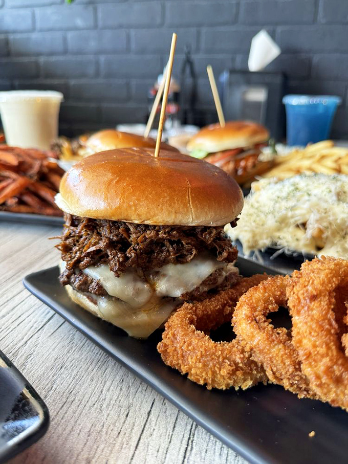 This isn't just a burger &ndash; it's a flavor explosion with melty cheese and tender meat that makes you want to high-five the chef.