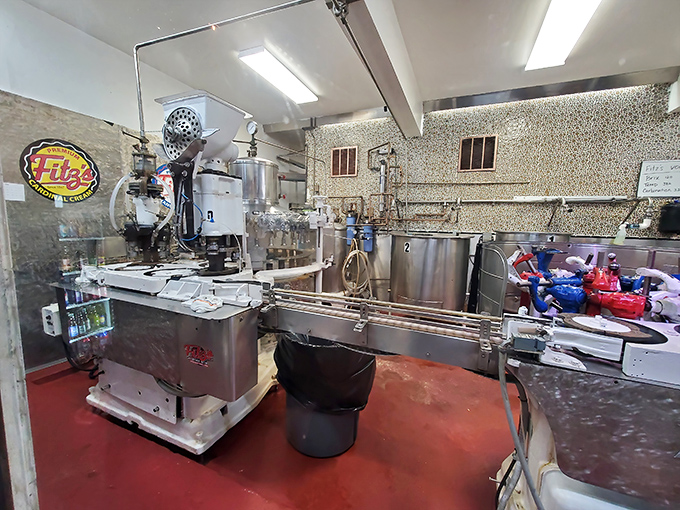 Where the magic happens: Fitz's bottling operation gives new meaning to "fresh off the line" as their famous sodas are bottled right before your eyes.