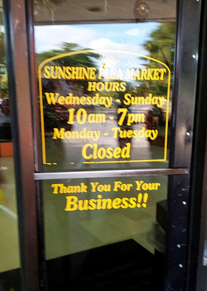 Operating hours posted clearly because even paradise needs boundaries and responsible business practices matter.