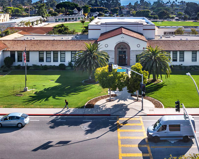 Spanish-style architecture reminds visitors of California's rich heritage. This isn't just a pretty building &ndash; it's a daily history lesson for the students who pass through.