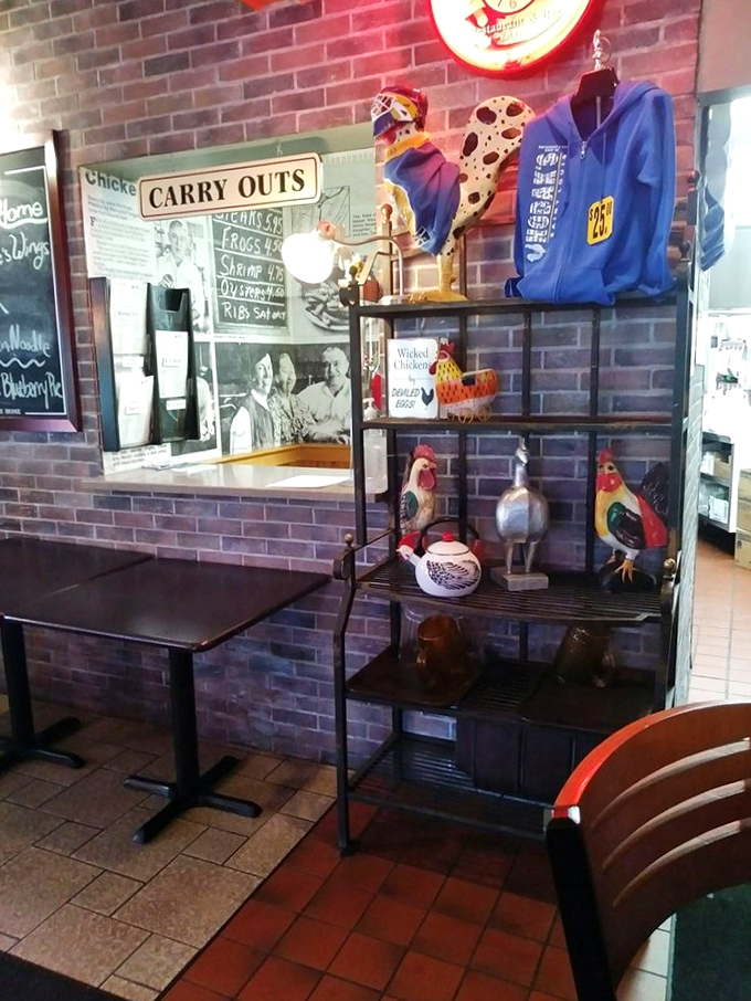 The chicken-themed decor corner reminds you that Hodak's knows exactly what they're about&mdash;no identity crisis in this establishment.