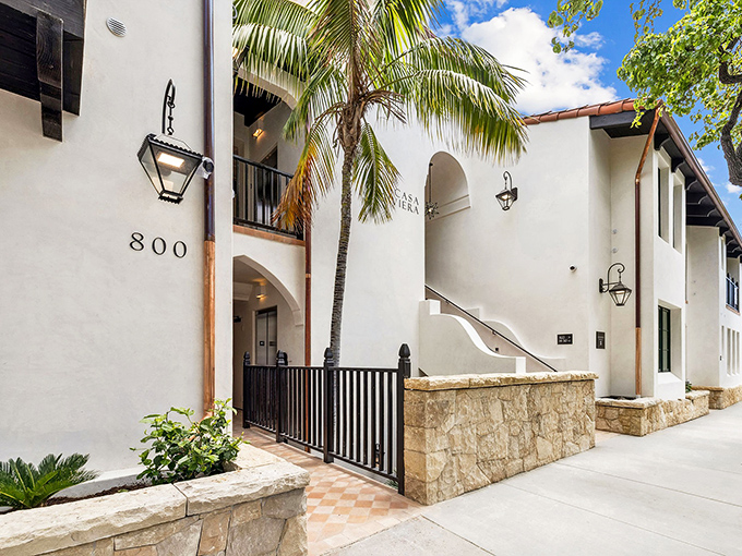 Arched entryways and wrought iron details showcase Santa Barbara's commitment to architectural beauty. Even apartment buildings look like Mediterranean villas here.