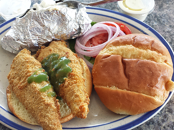 A fish sandwich that's actually about the fish &ndash; with a golden cornmeal crust that crackles with each bite.