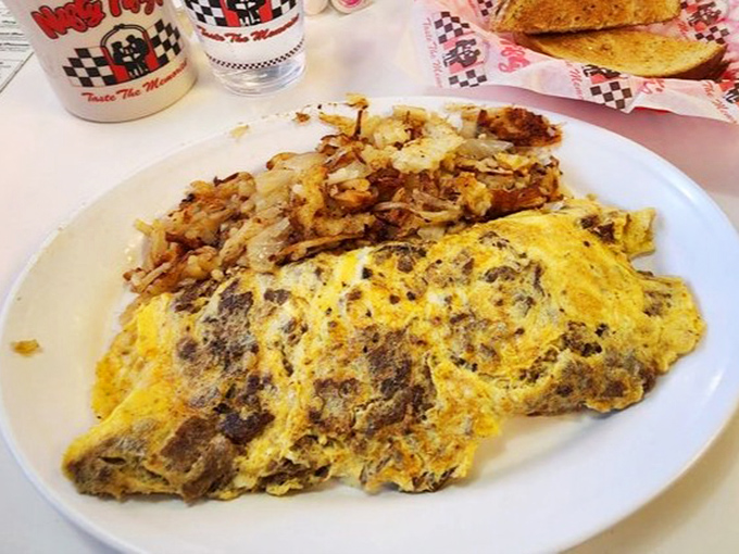 The cheese steak omelet: Philadelphia's contribution to breakfast that answers the eternal question, "Why choose between two perfect foods?"